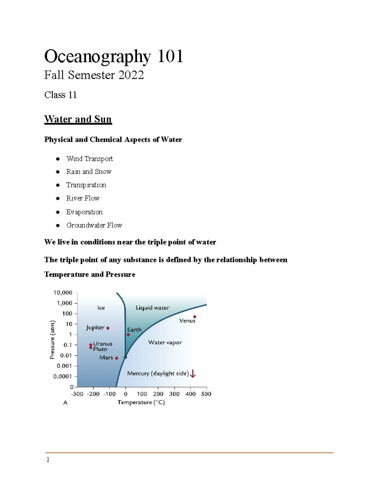 Oceanography Class 11 - Oceanography 101 Fall Semester 2022 Class 11 ...