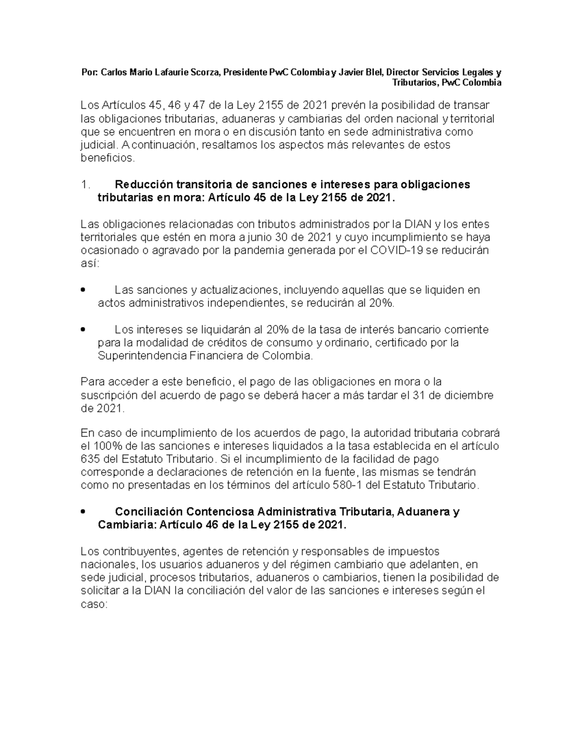 Beneficio LEY 2251 DE 2021 - Por: Carlos Mario Lafaurie Scorza ...