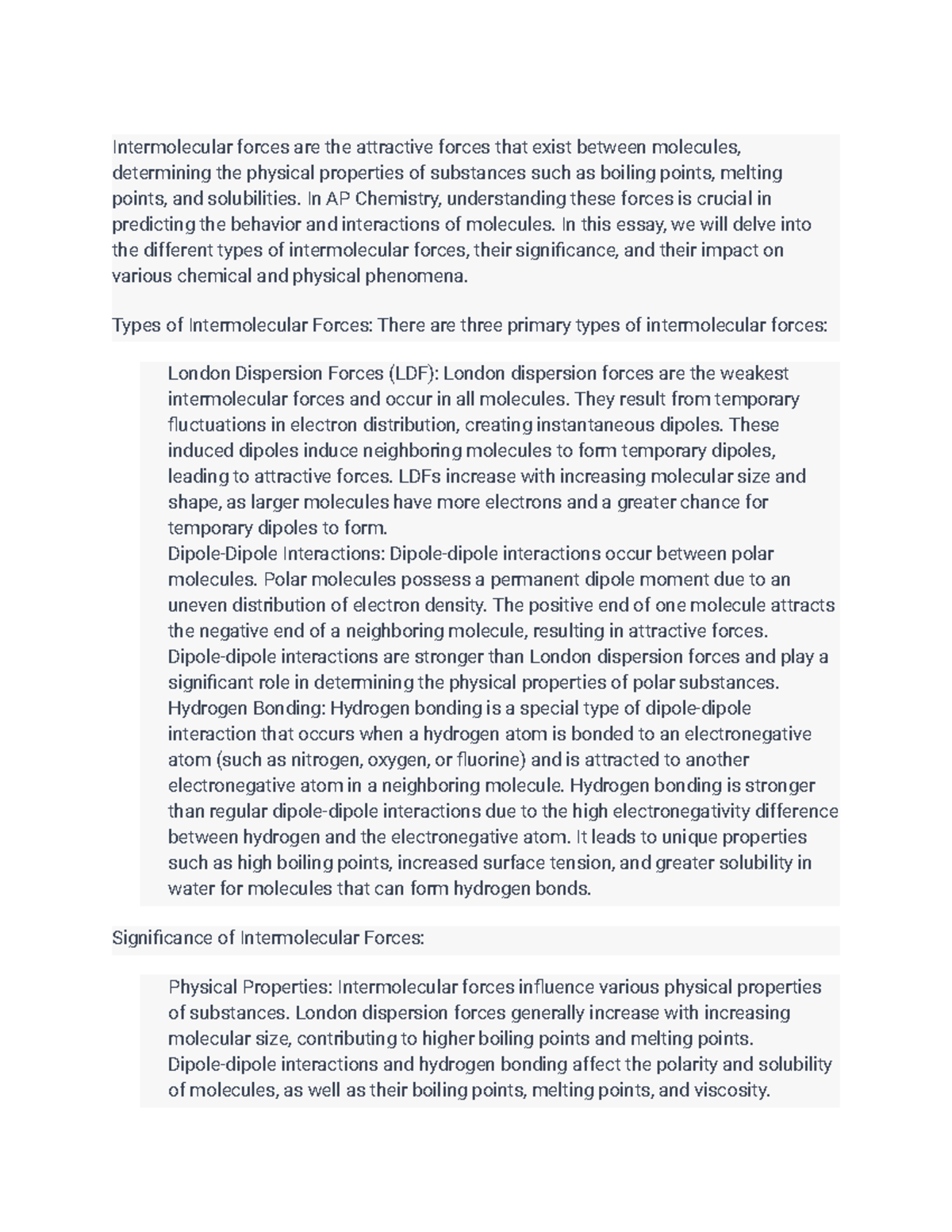 Unit 3 Intermolecular forces - Intermolecular forces are the attractive ...