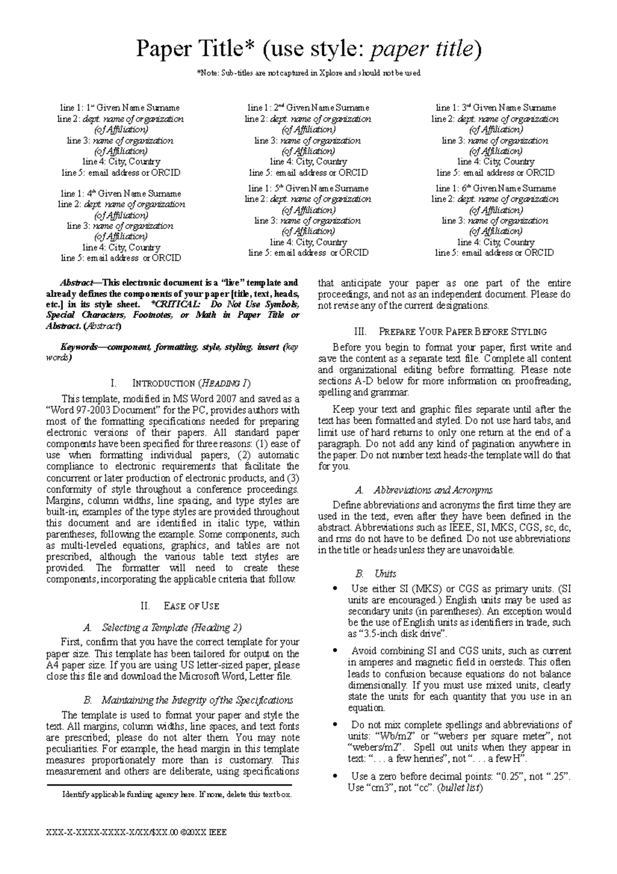 Sample IEEE Format Template - Paper Title* (use style: paper title ...