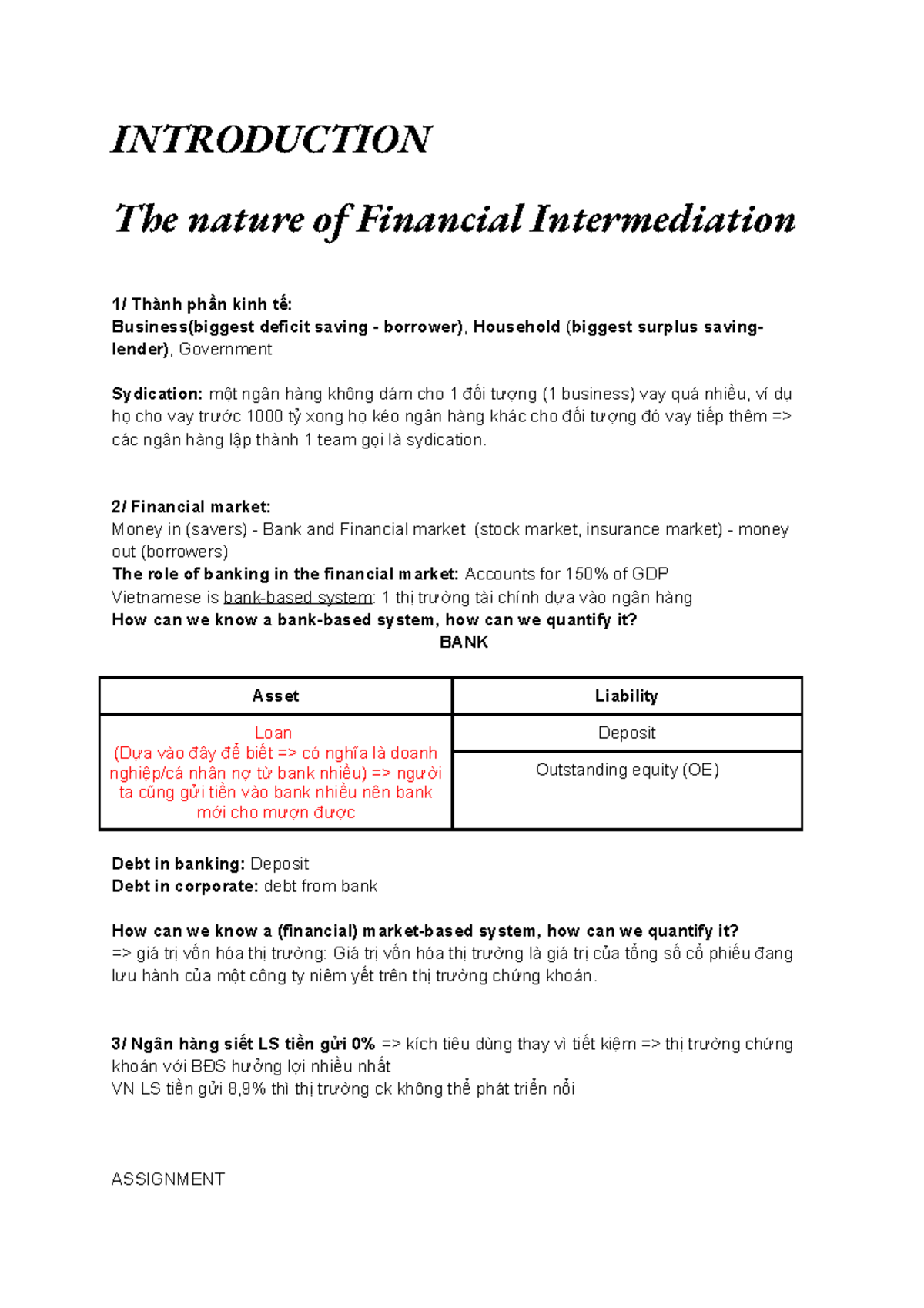 The nature of Financial Intermediation - INTRODUCTION The nature of ...