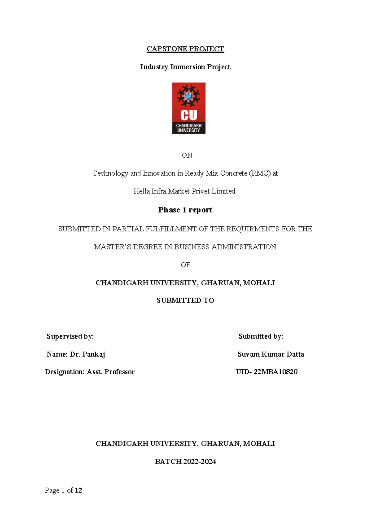 Capstone project phase 1 - CAPSTONE PROJECT Industry Immersion Project ...