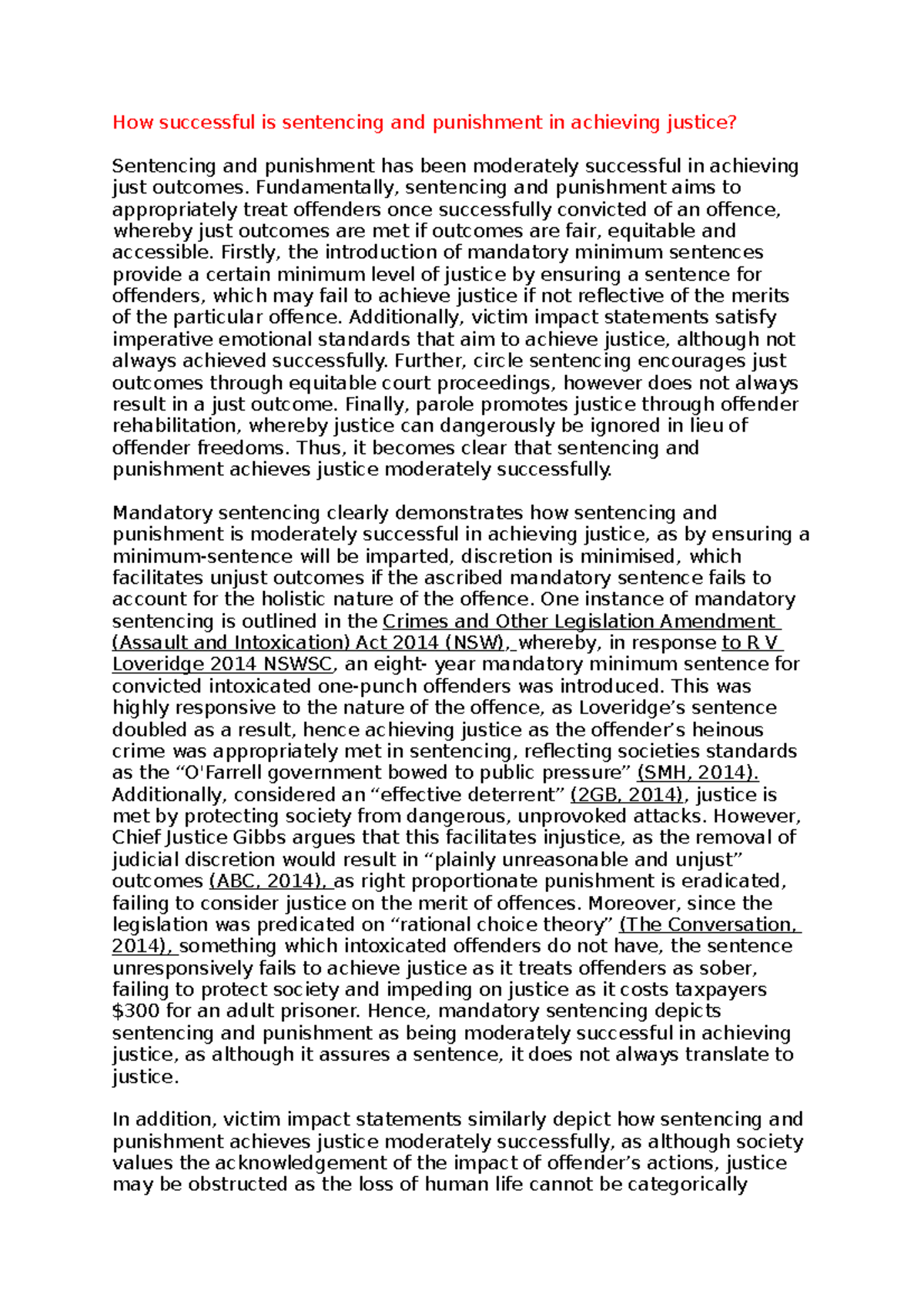 Feedback sentencing and punishment essay - How successful is sentencing ...