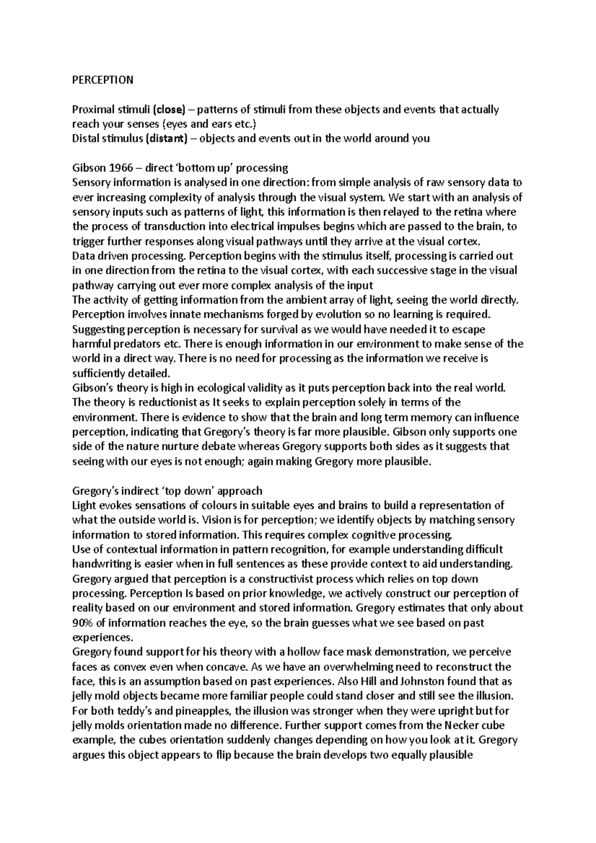Cognitive notes - Perception, Memory, Language, Problem Solving ...