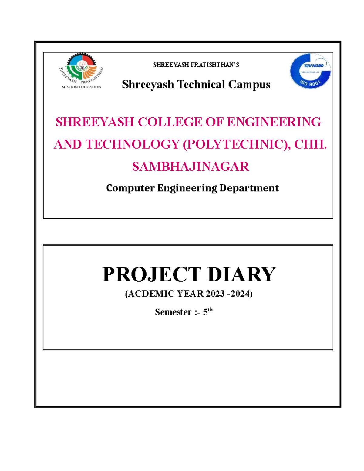 CPP - SHREEYASH PRATISHTHAN’S Shreeyash Technical Campus SHREEYASH ...