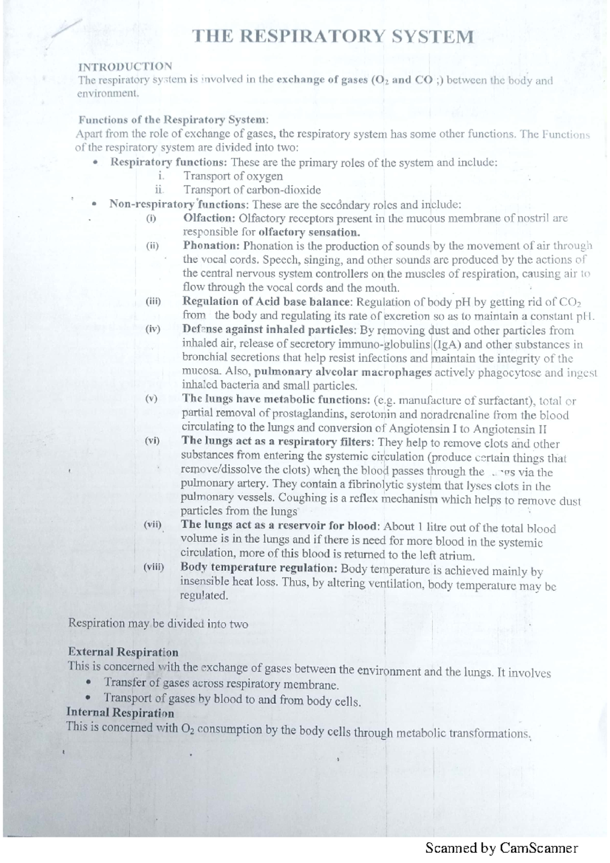 Respiratory System - Physiology - Studocu
