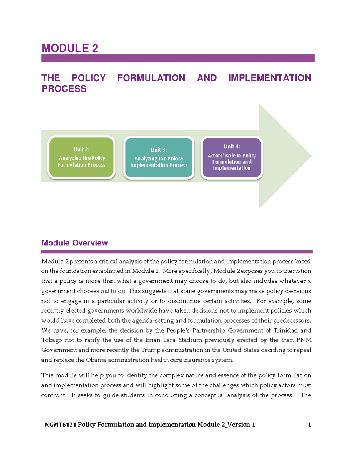 MGMT6121 Module 2 Unit 2 - MODULE 2 THE POLICY FORMULATION AND ...