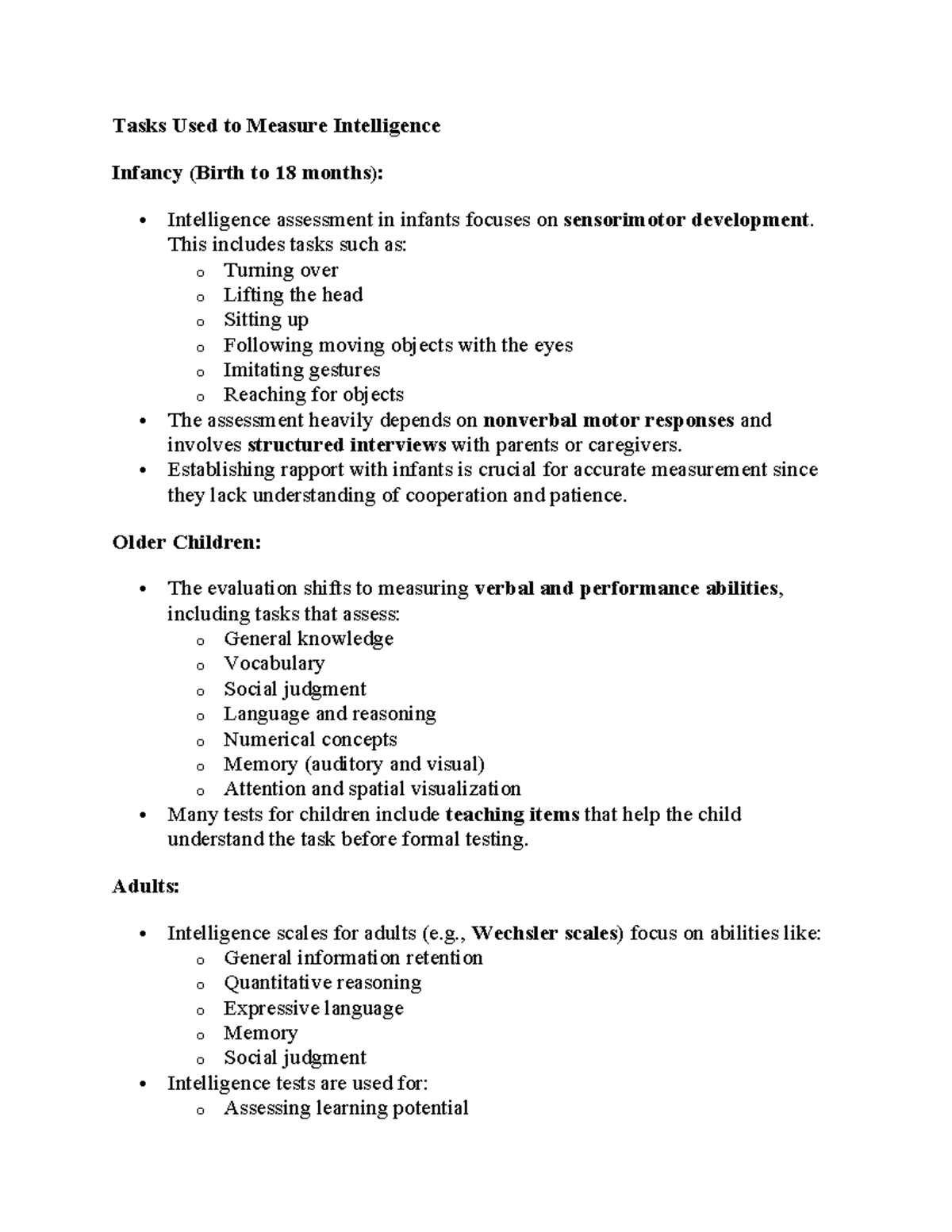 Tasks AND test Used to Measure Intelligence - Tasks Used to Measure ...