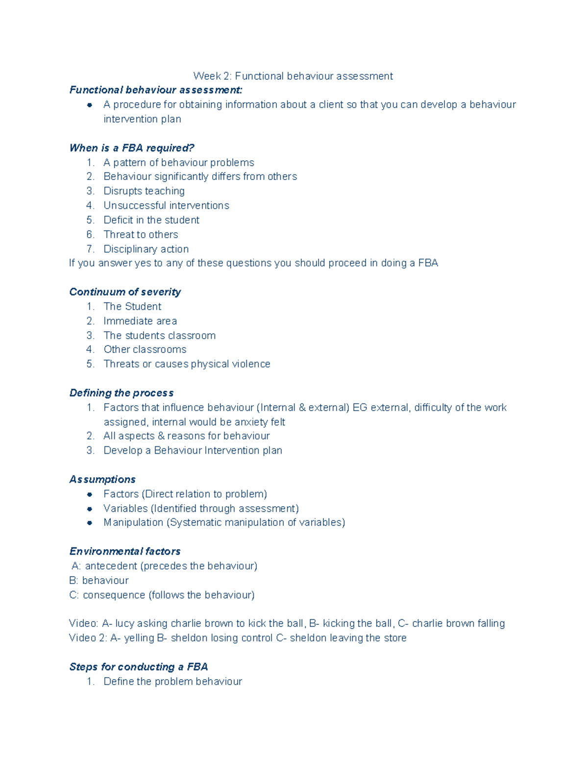 Week 2 sep 13 techniques - Week 2: Functional behaviour assessment ...