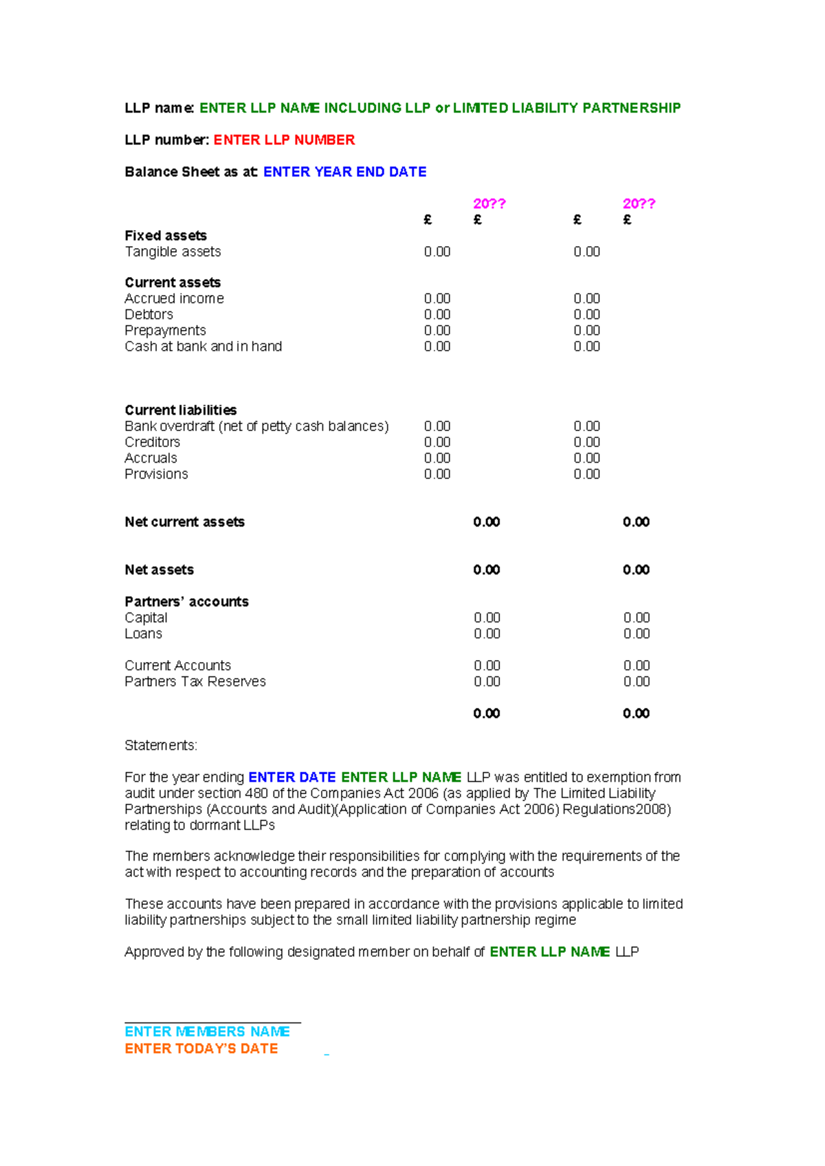 LLP-dormant-accounts - LLP name: ENTER LLP NAME INCLUDING LLP or ...