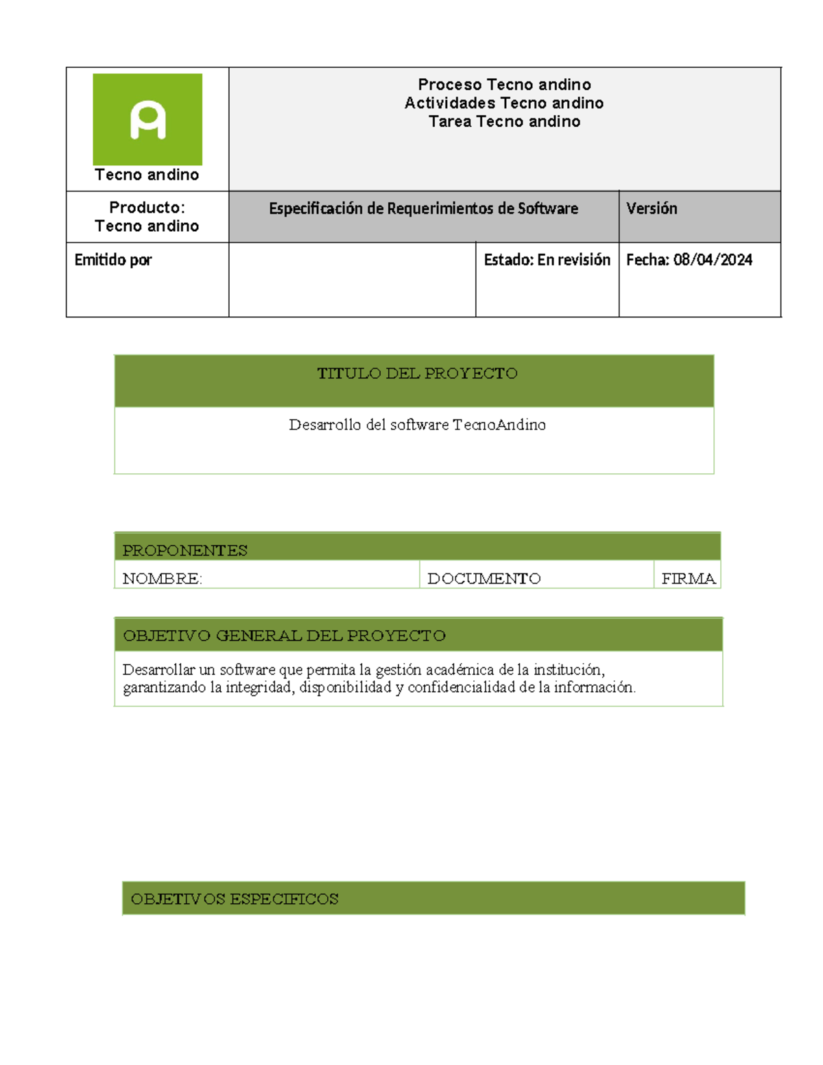 Ingenieria de Software - Eje 4 - Tecno andino Actividades Tecno andino Tarea Tecno andino ...