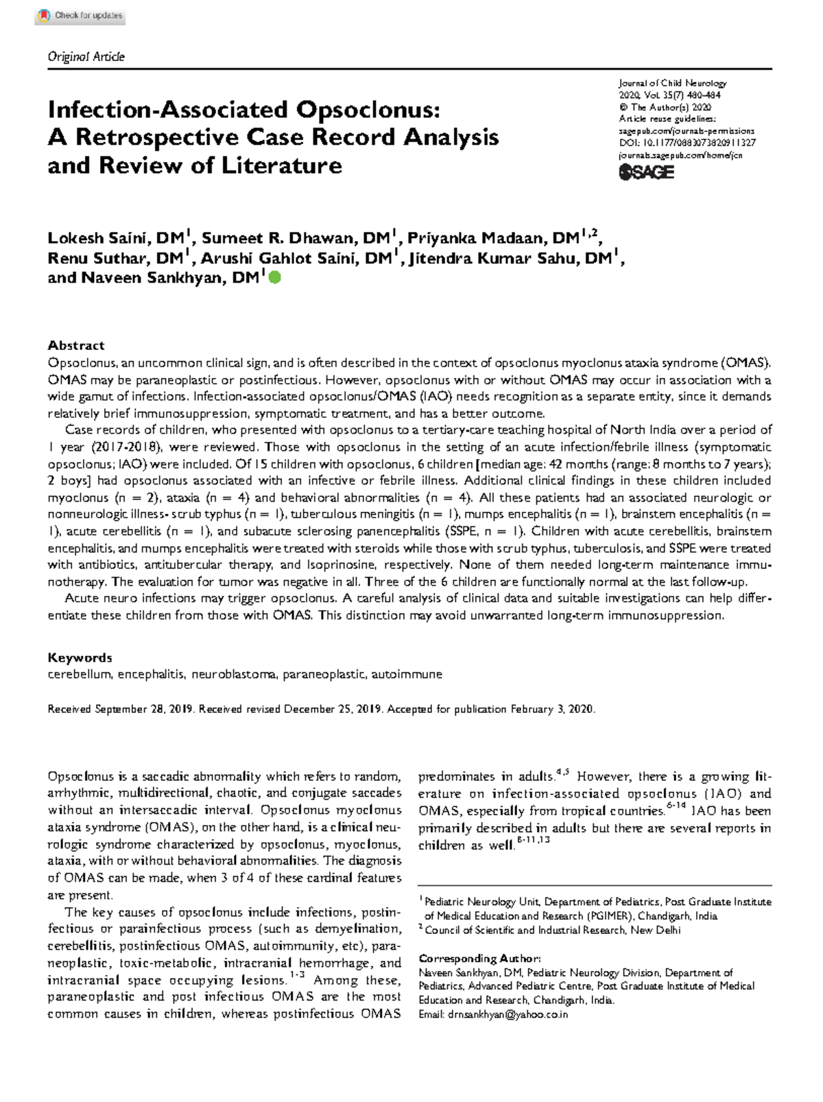 0883073820911327 - asdafaf - Original Article Infection-Associated ...