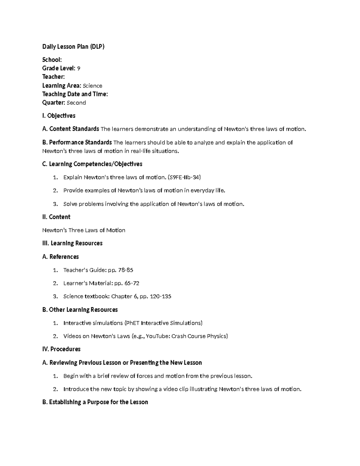 Daily Lesson Plan - Science - Mitochondria - Daily Lesson Plan (DLP ...