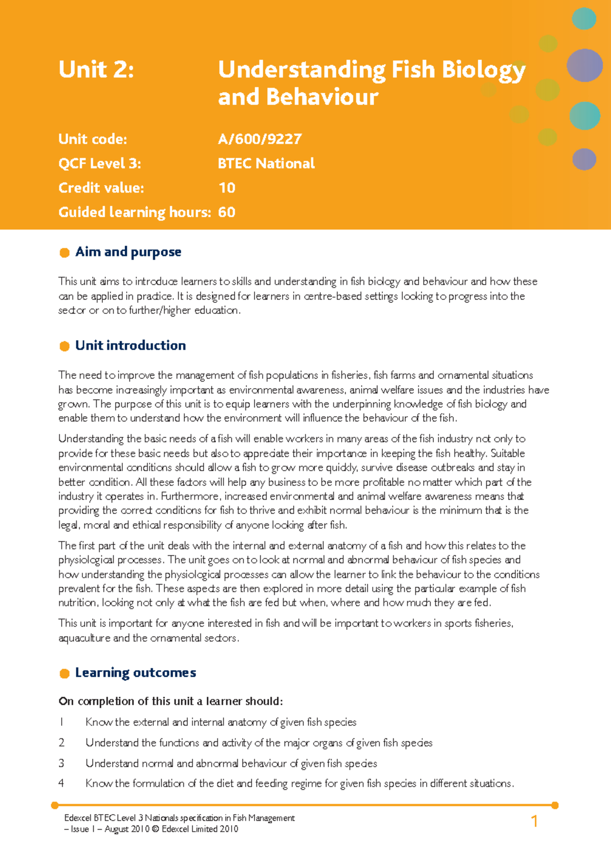 Unit-2-Understanding-Fish-Biology-and-Behaviour. - Edexcel BTEC Level 3 ...
