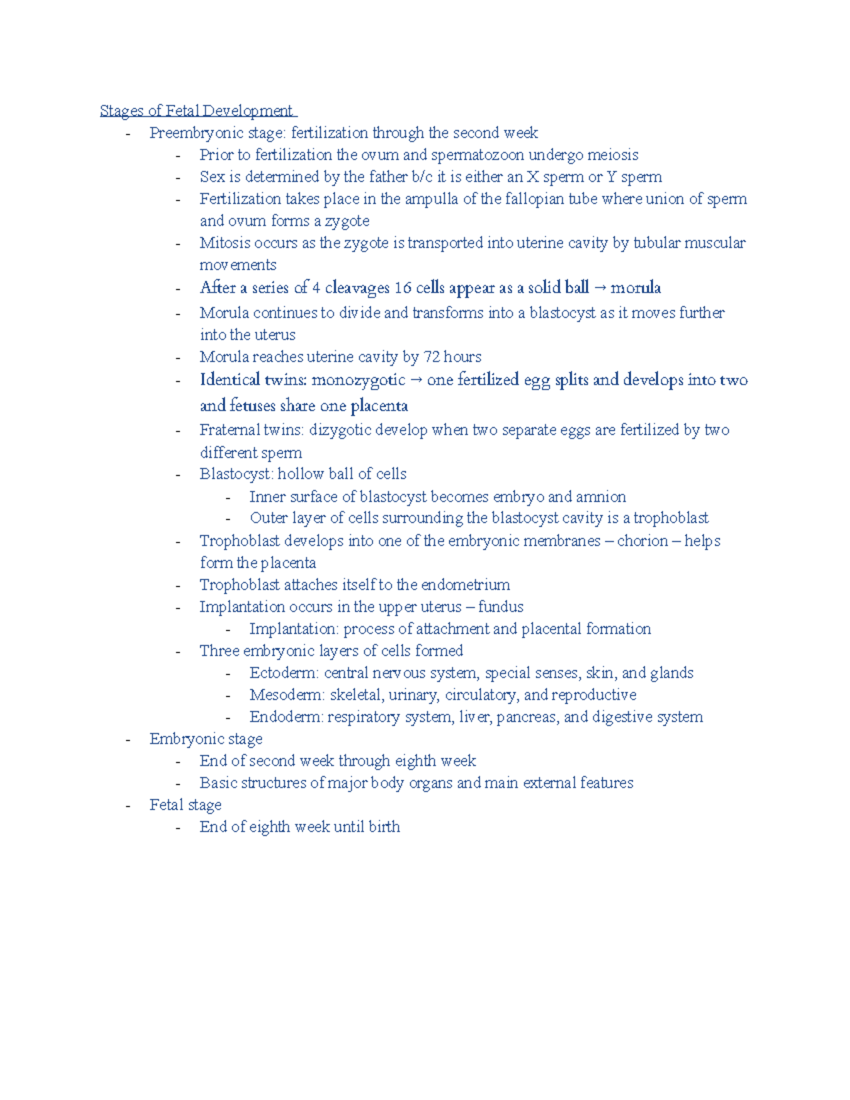 Chapter 10 - Biological beginnings of life - Stages of Fetal ...