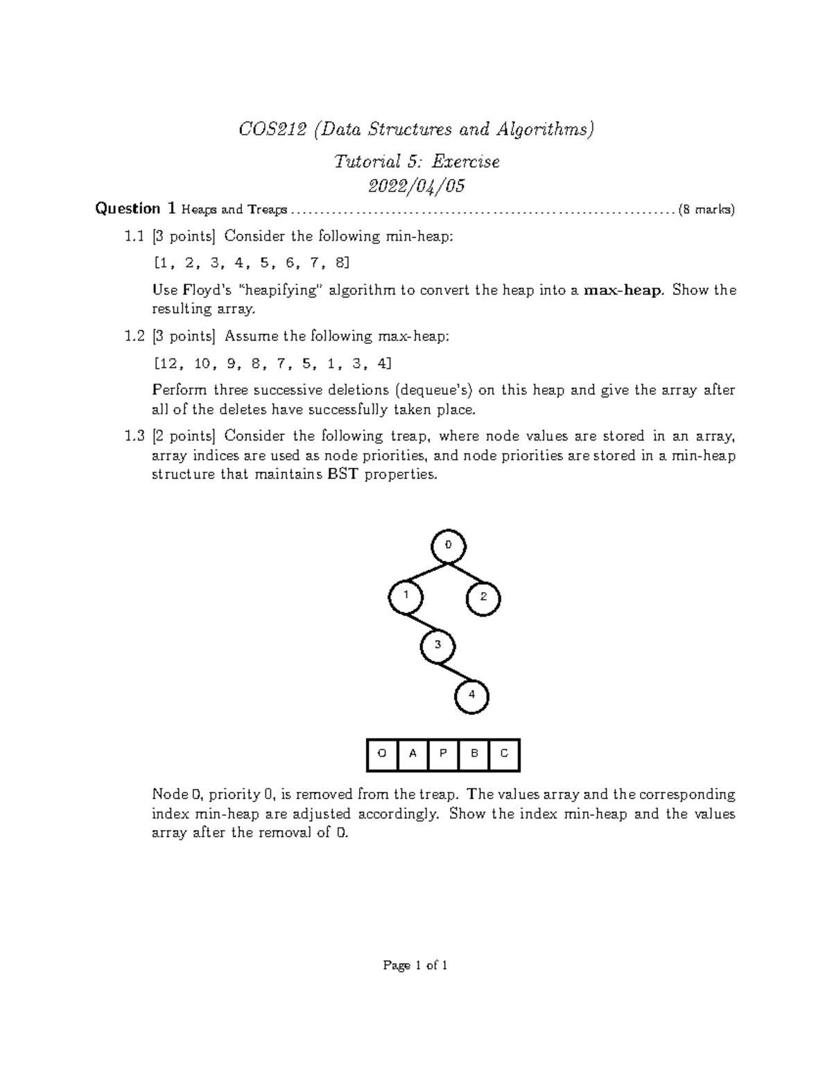 Ttu5 exercise - Tutorial 5 - COS212 (Data Structures and Algorithms ...