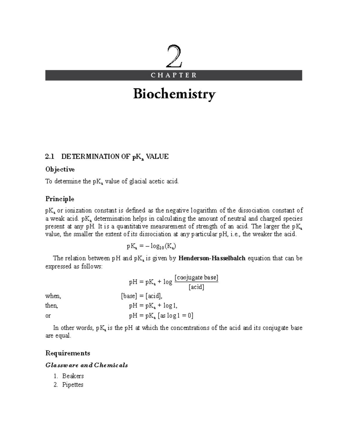 269 Sample-Chapter - DETERMINATION OF pKa VALUE - 2 DETERMINATION OF pKa VALUE Objective To ...