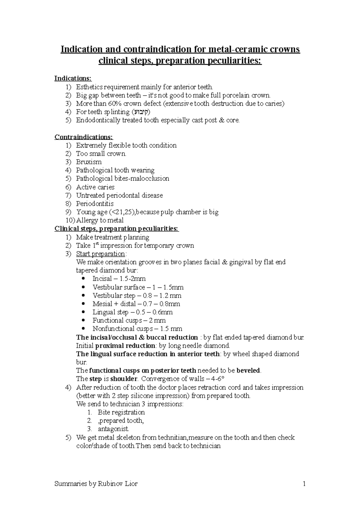 12 Indication and contraindication for metal - Indication and ...