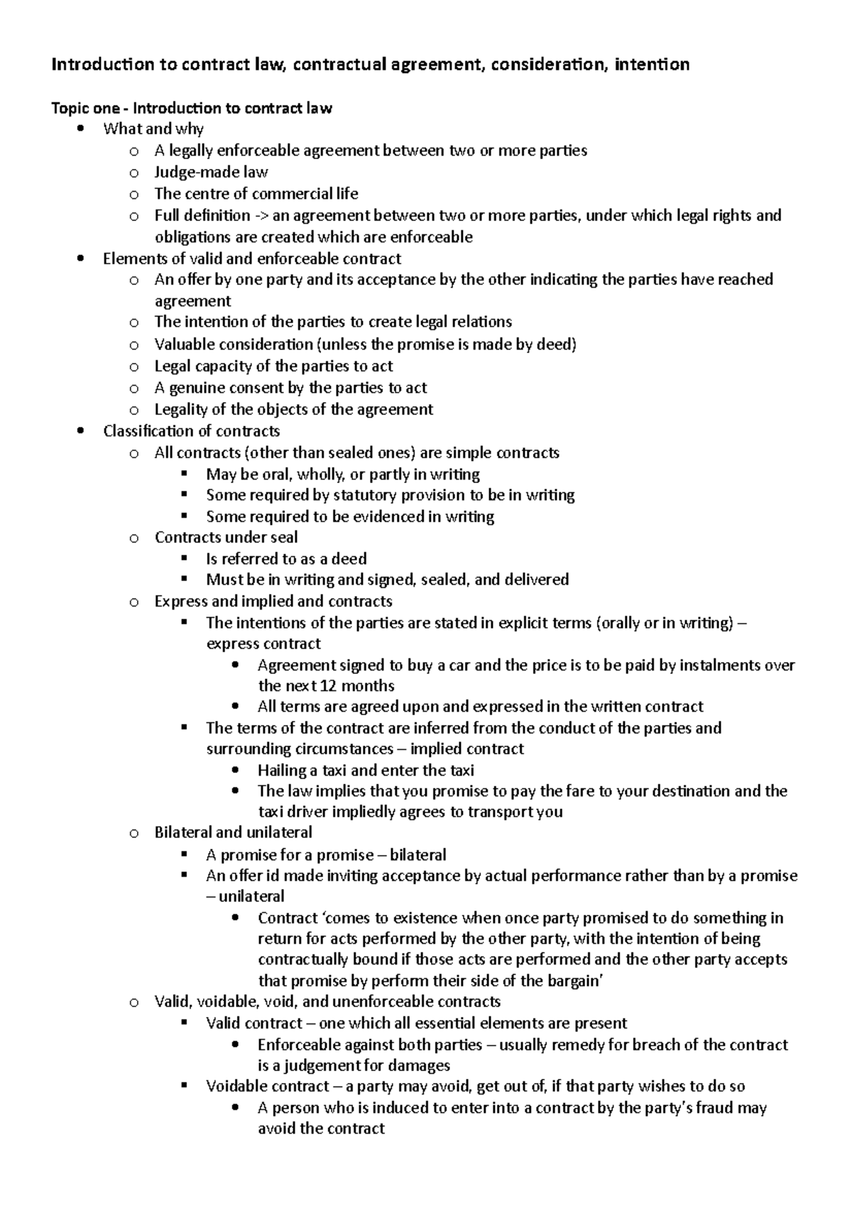 3) Introduction to contract law - Both of the parties Example ...