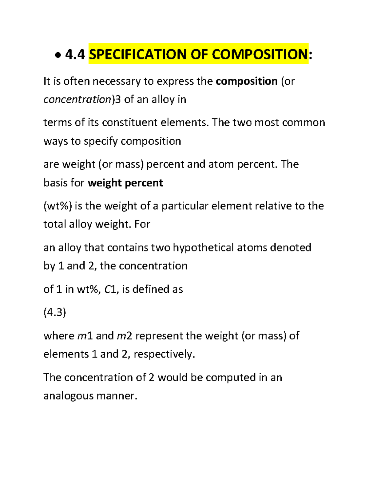Specification OF Composition - 4 SPECIFICATION OF COMPOSITION: It is ...