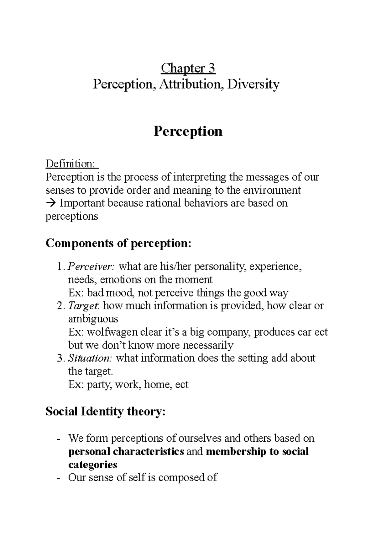 3) Perception, Attirbution, Diversity - Chapter 3 Perception ...