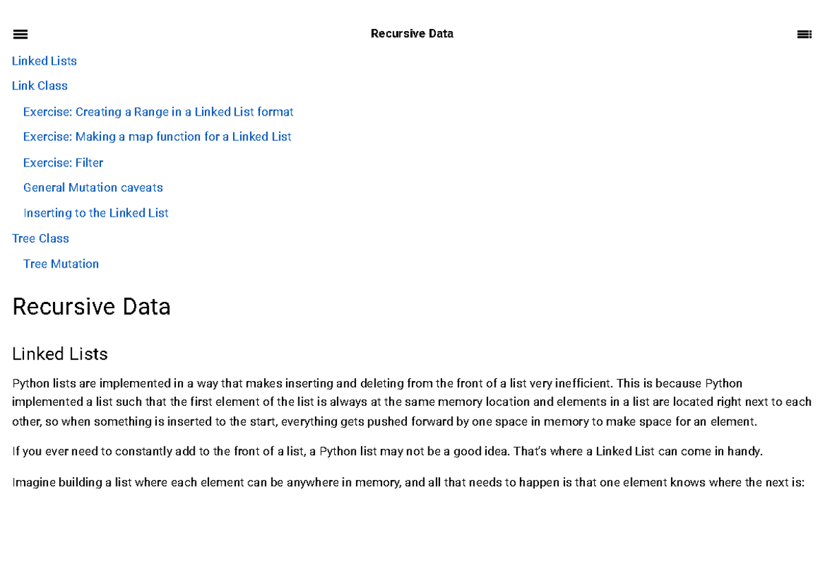 Recursive Data Cs61a Notes Recursive Data Linked Lists Link Class Exercise Creating A Range 8743