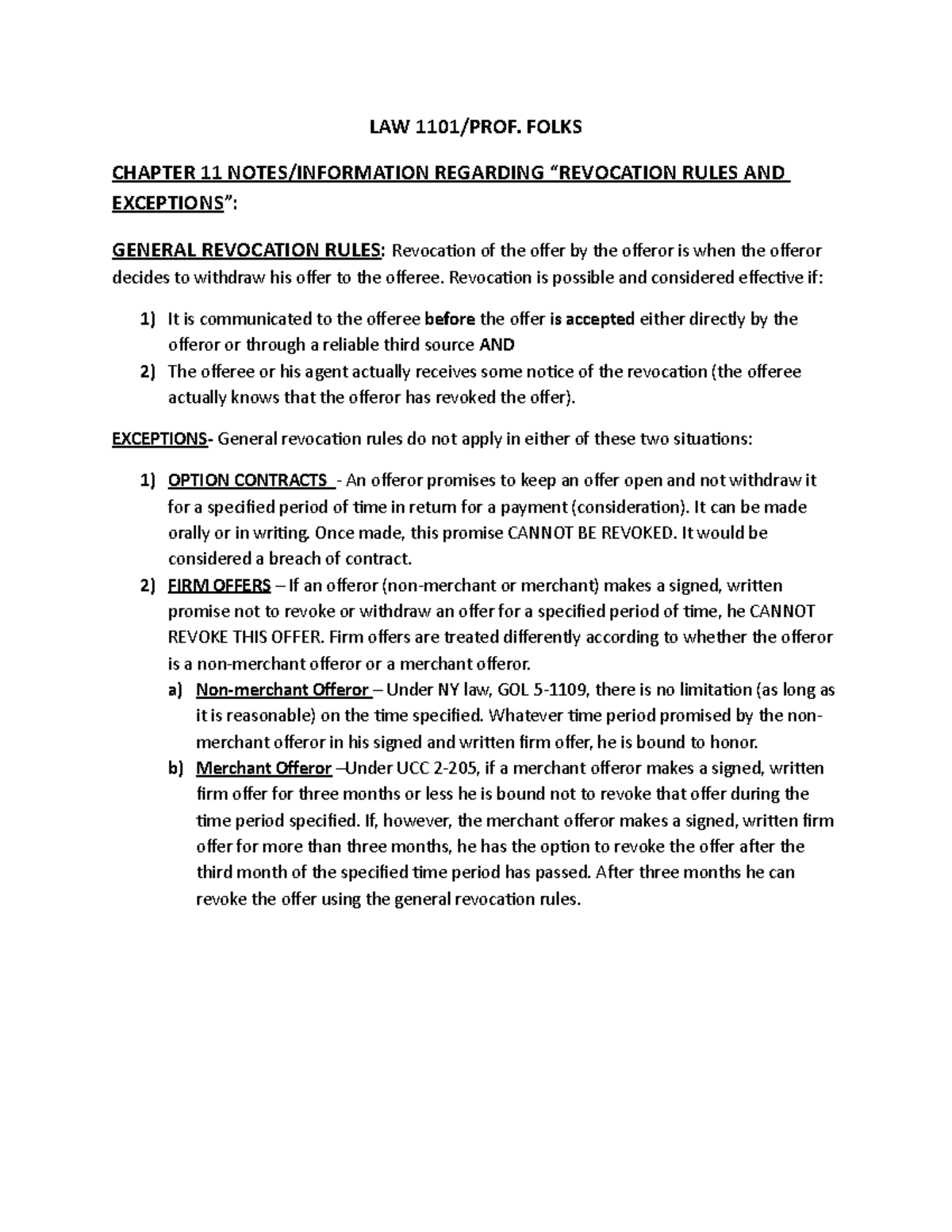 Chapter 11 - Revocation Rules and Exceptions - LAW 1101/PROF. FOLKS ...