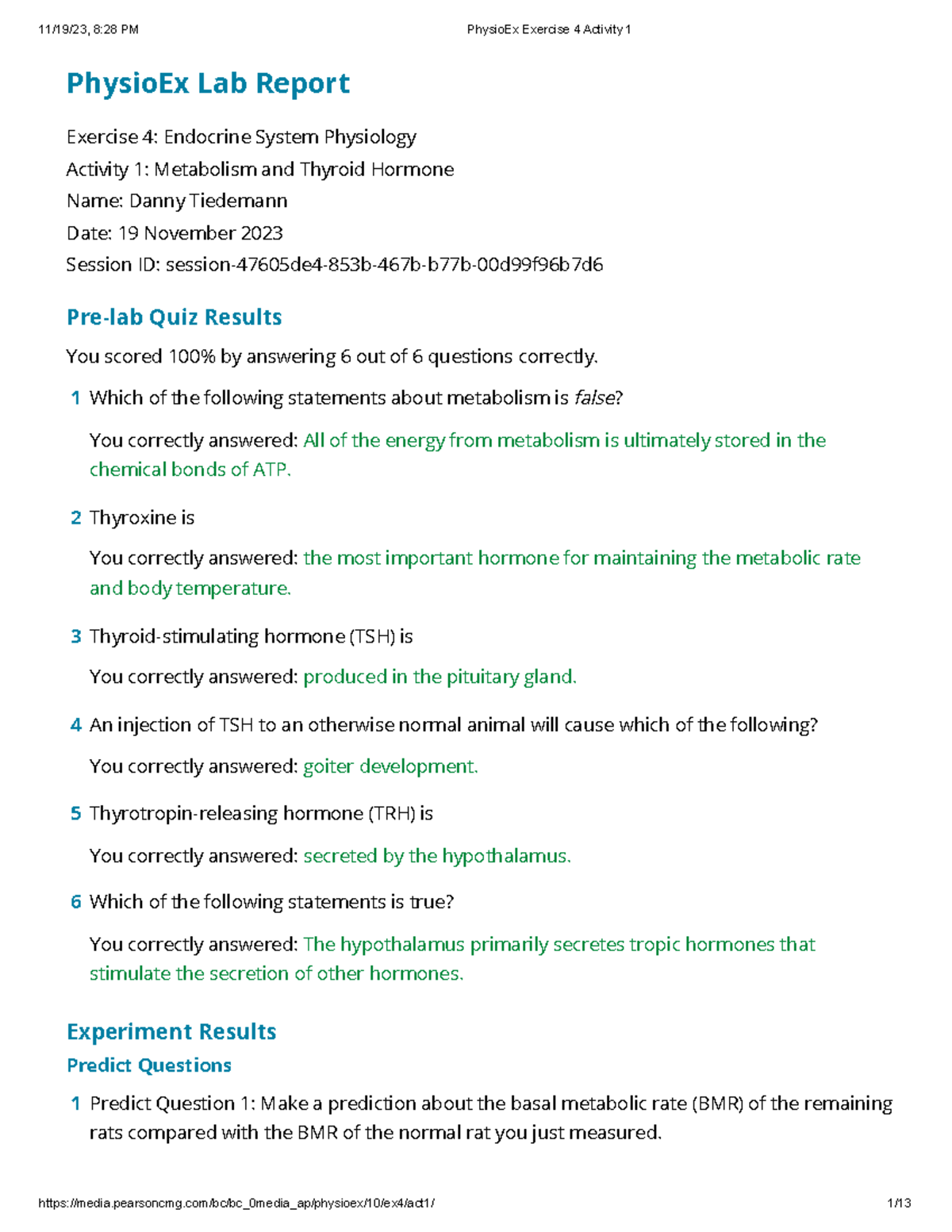 Physio Ex Exercise 4 Activity 1 - PhysioEx Lab Report Exercise 4 ...