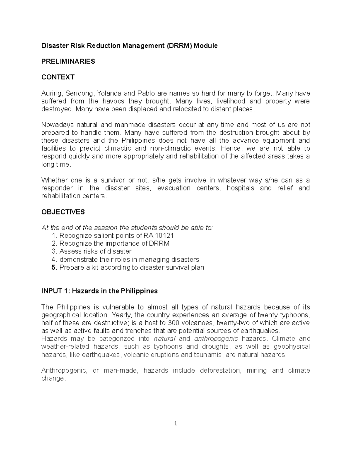 Drrm-students - by Norinyl EJ - Disaster Risk Reduction Management ...