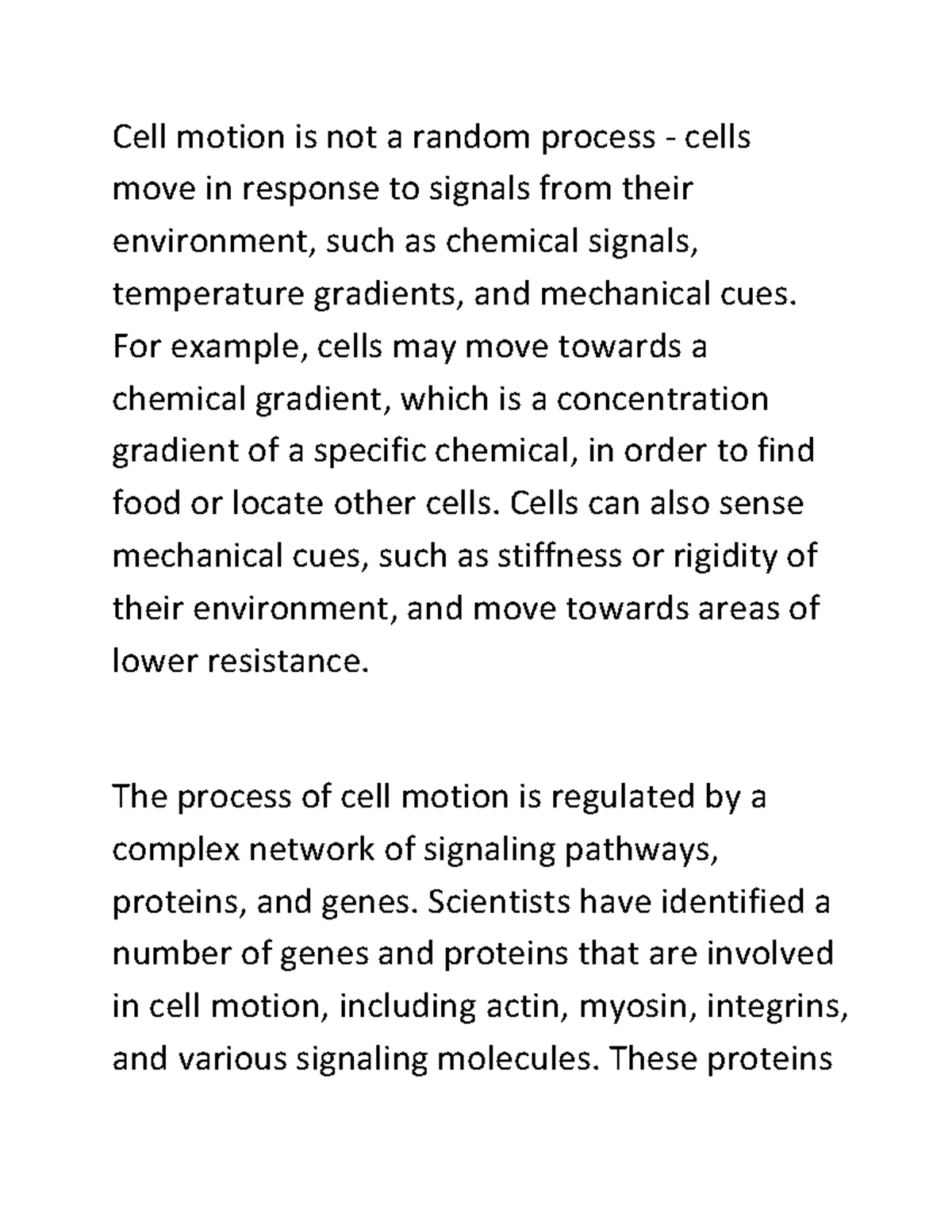 CELL IN Motion part 3 - Cell motion is not a random process - cells ...