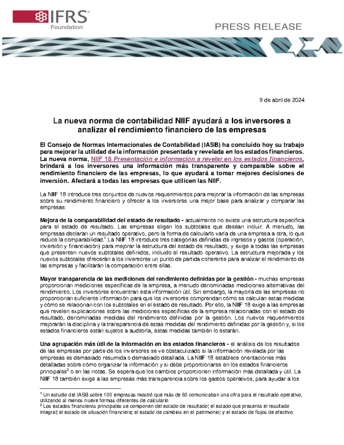 NIIF 18 en español - 9 de abril de 2024 La nueva norma de contabilidad ...