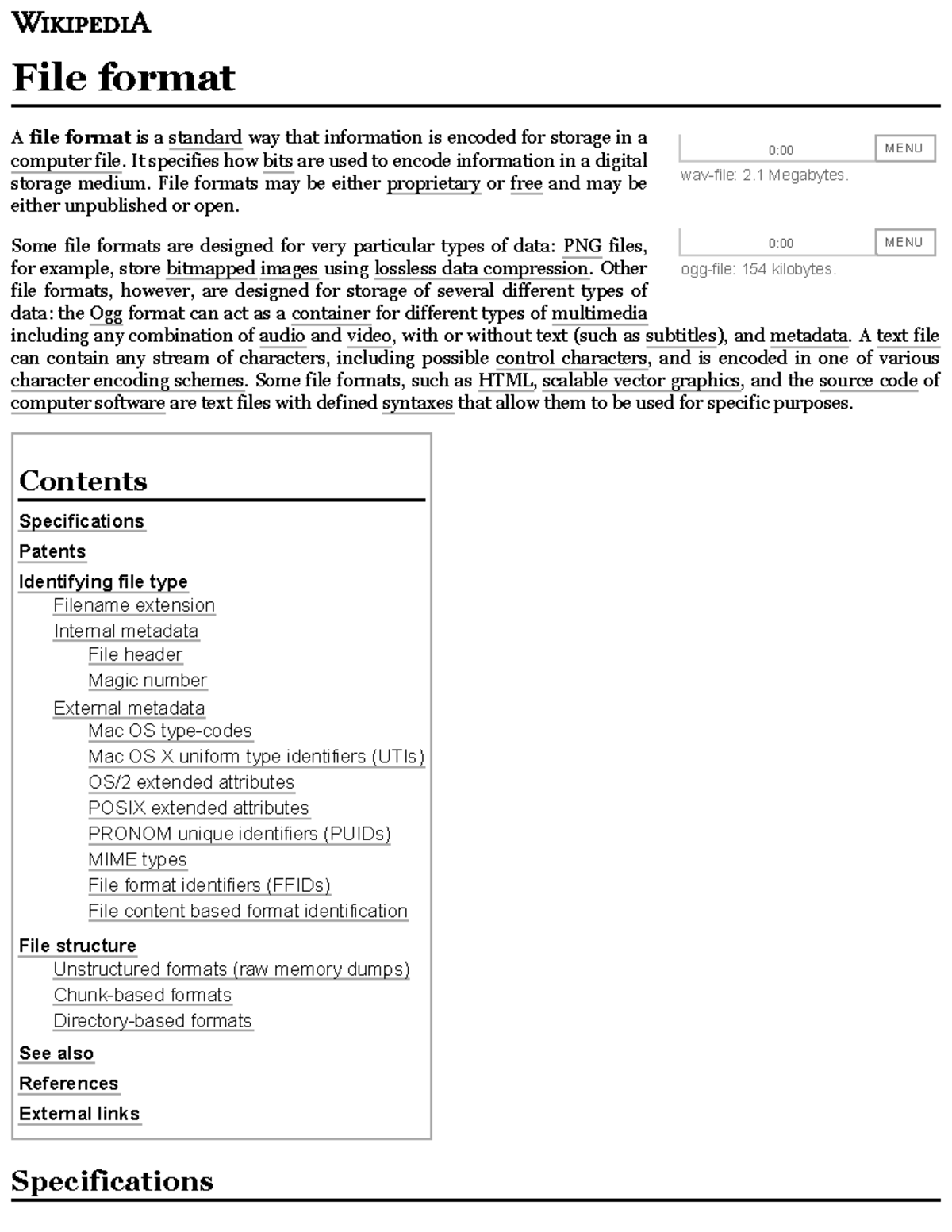 File format - Wikipedia; this will not help you at all, I just want ...