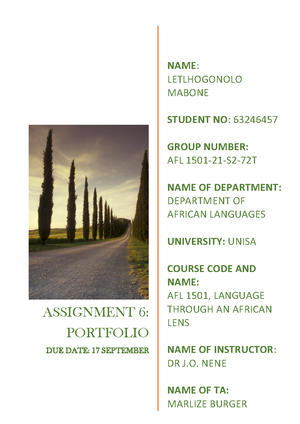 Assignment 3 - unisa.ac Table of Contents Question - Studocu