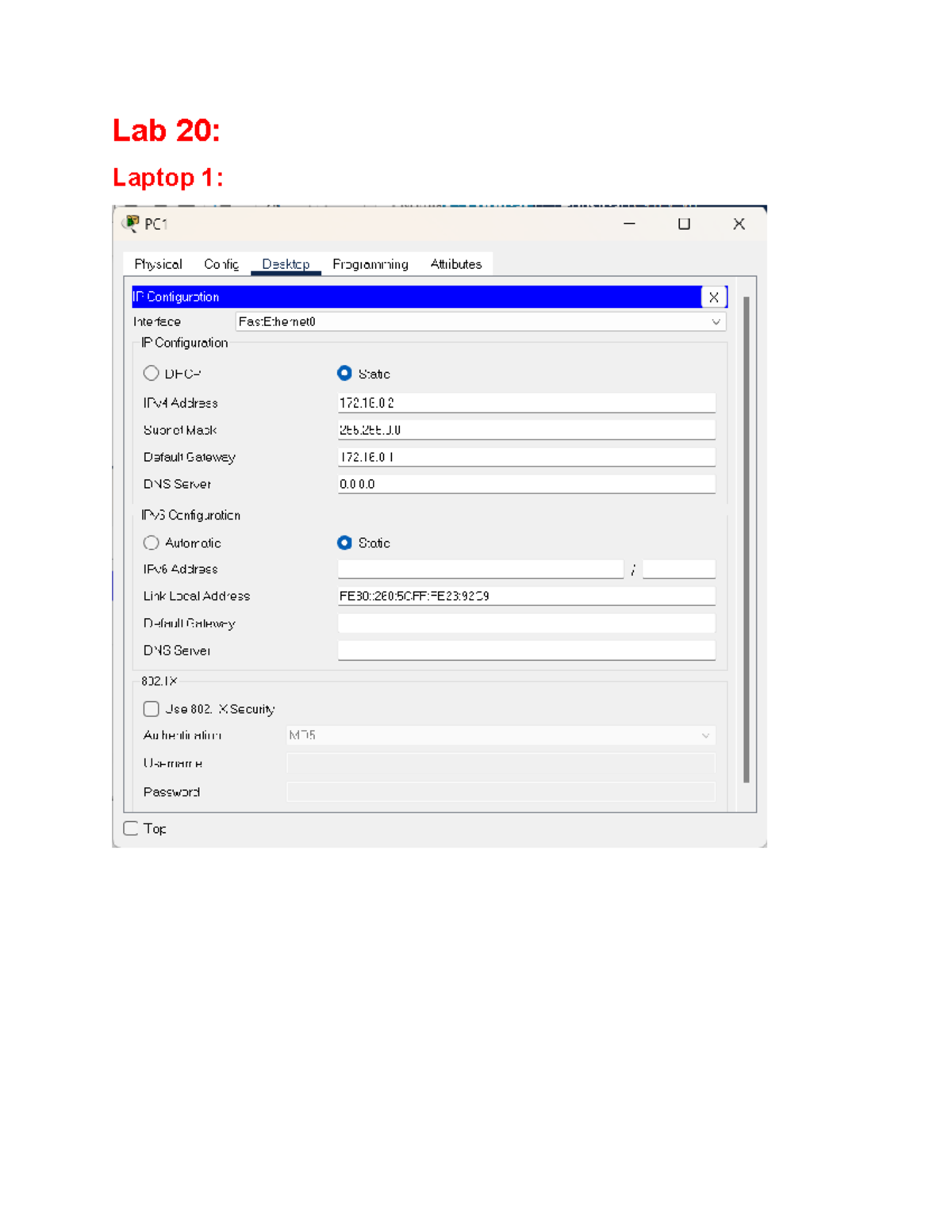 To hop lap - to hop lap lay diem do an ca nhan - Lab 20: Laptop 1: Laptop 2: Router 1: Vào cửa ...