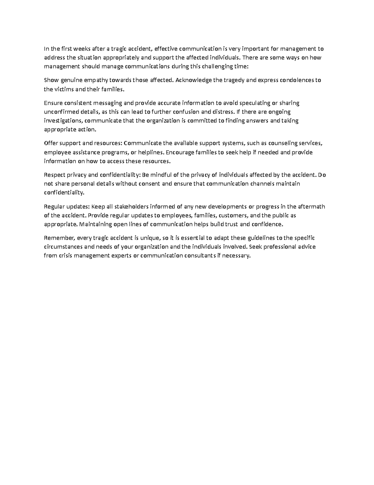 In the first weeks after a tragic accident - There are some ways on how ...