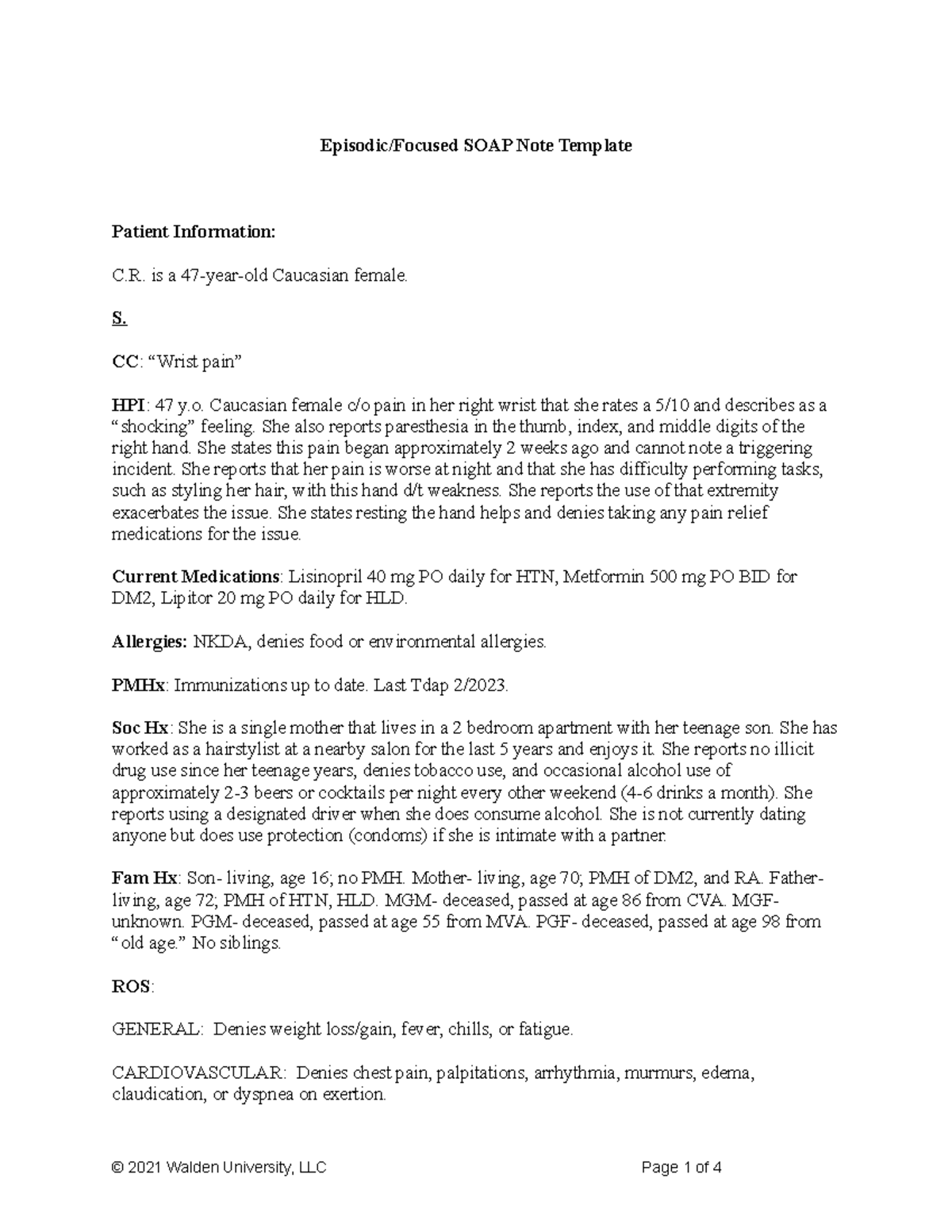 WK9Assign 1Trimble J - Wk 9 case study - Episodic/Focused SOAP Note ...