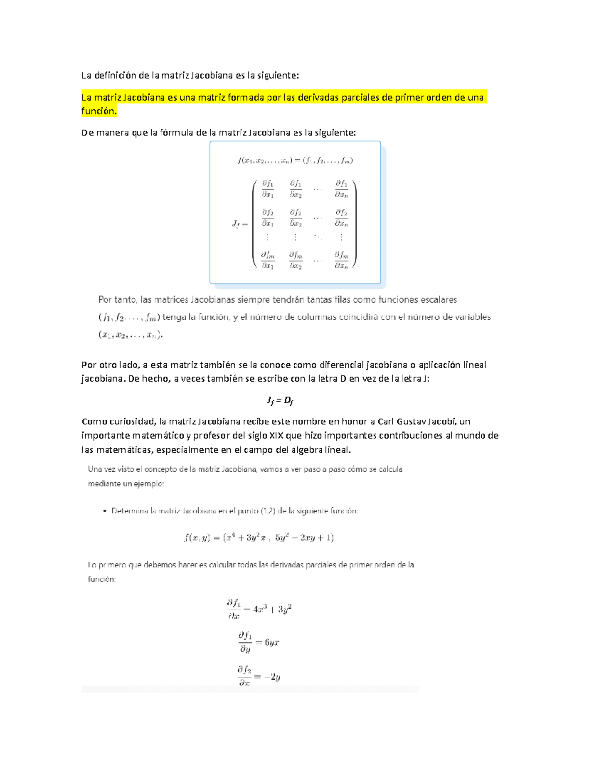 Matriz Jacobiana - De manera que la fórmula de la matriz Jacobiana es ...