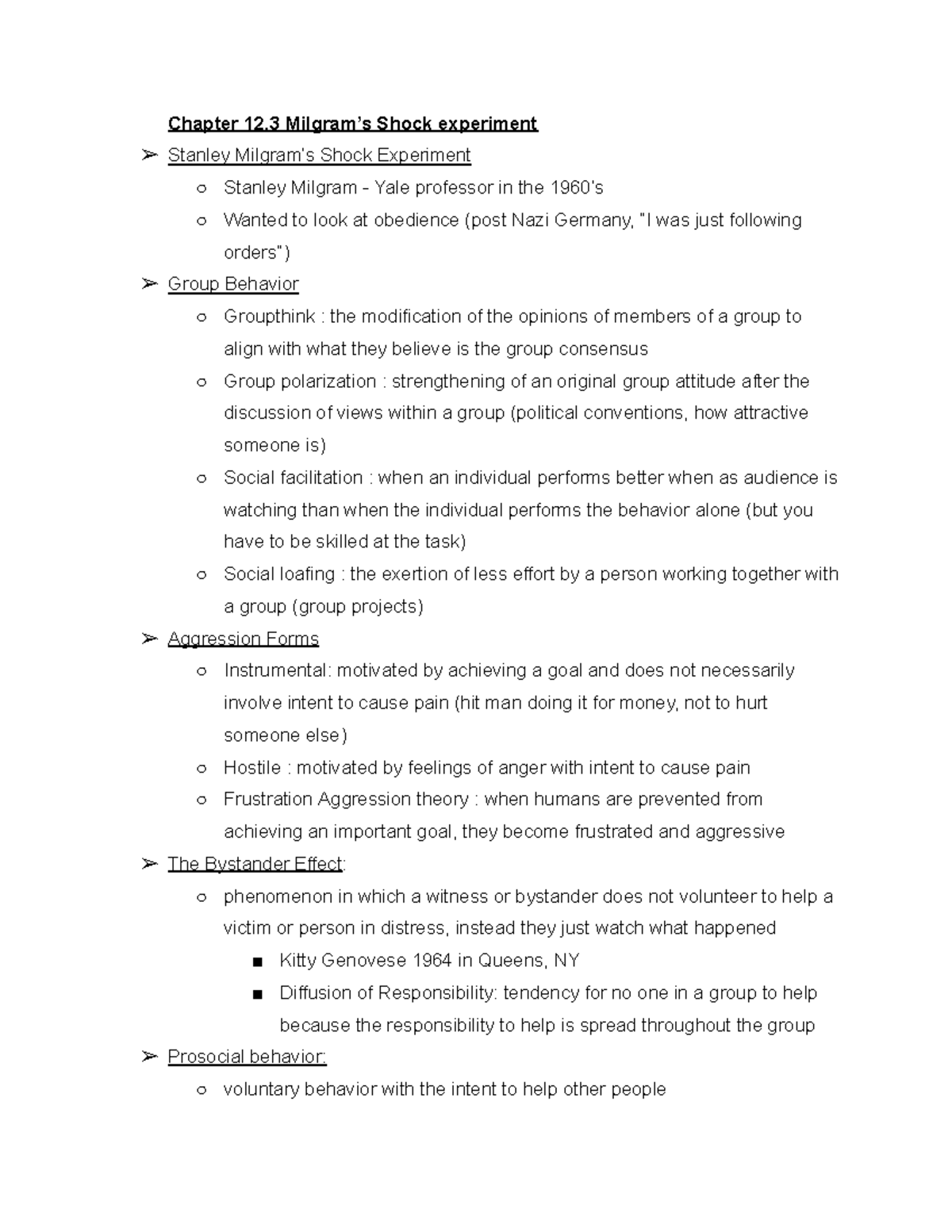 Ch 12.2 psych - notes - Chapter 12 Milgram’s Shock experiment Stanley ...