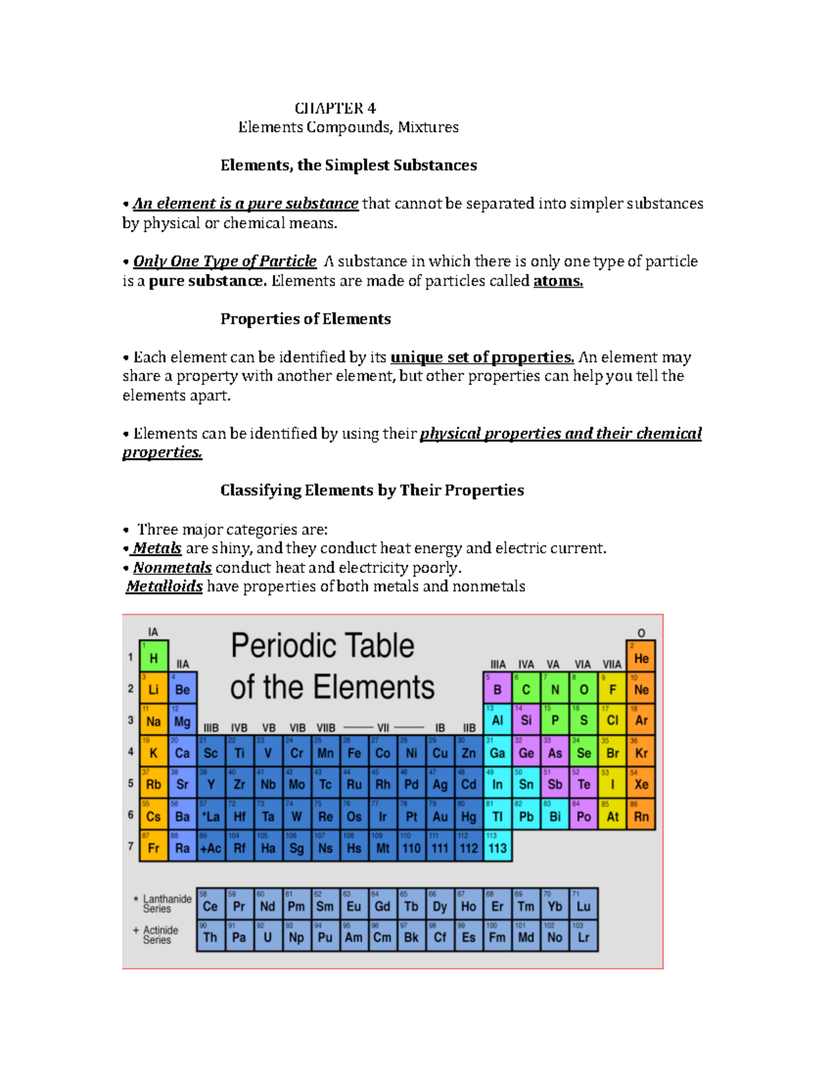 Elemnets Compounds Mixtures Notes - CHAPTER 4 Elements Compounds ...