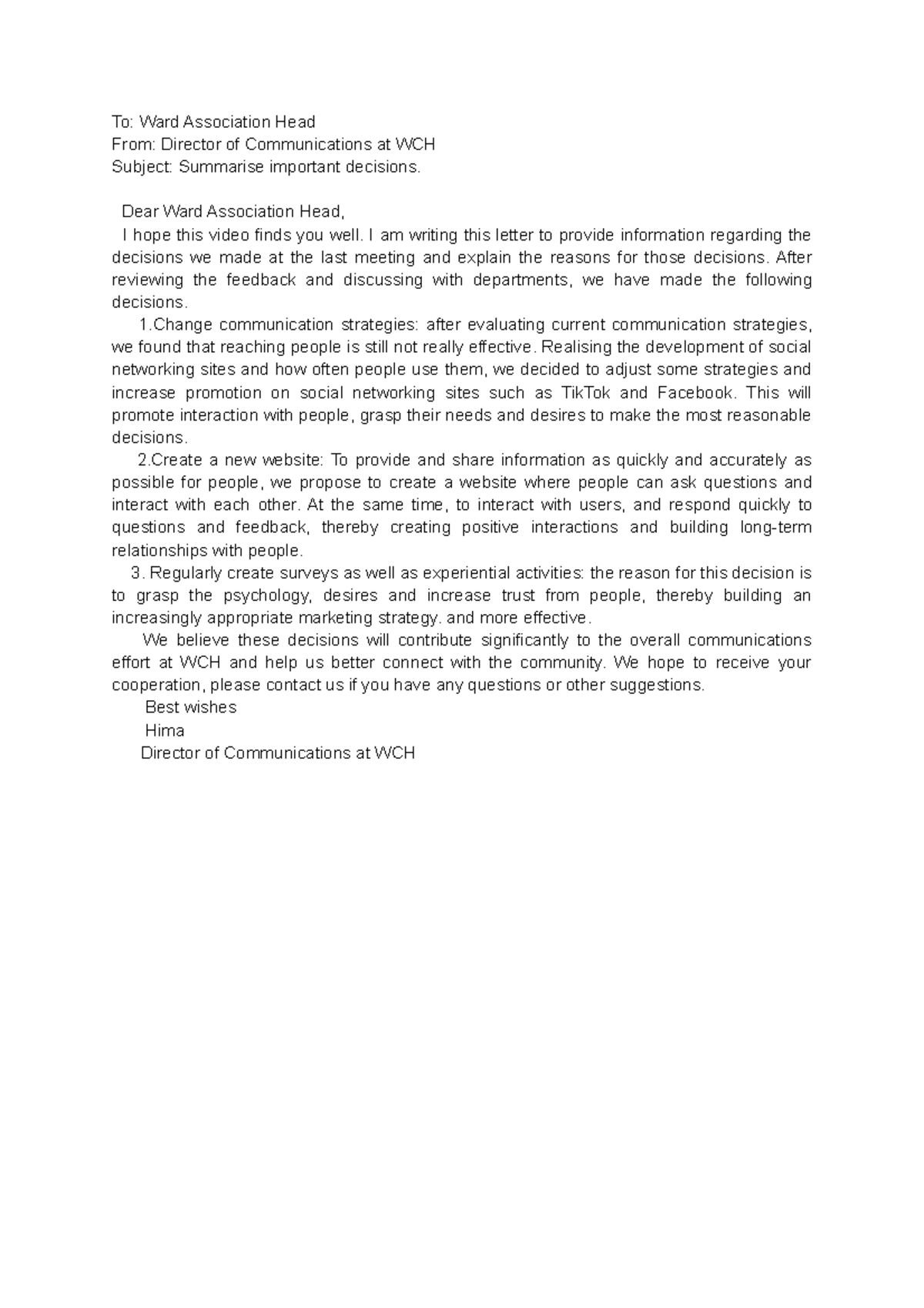 Untitled document (13) - To: Ward Association Head From: Director of ...