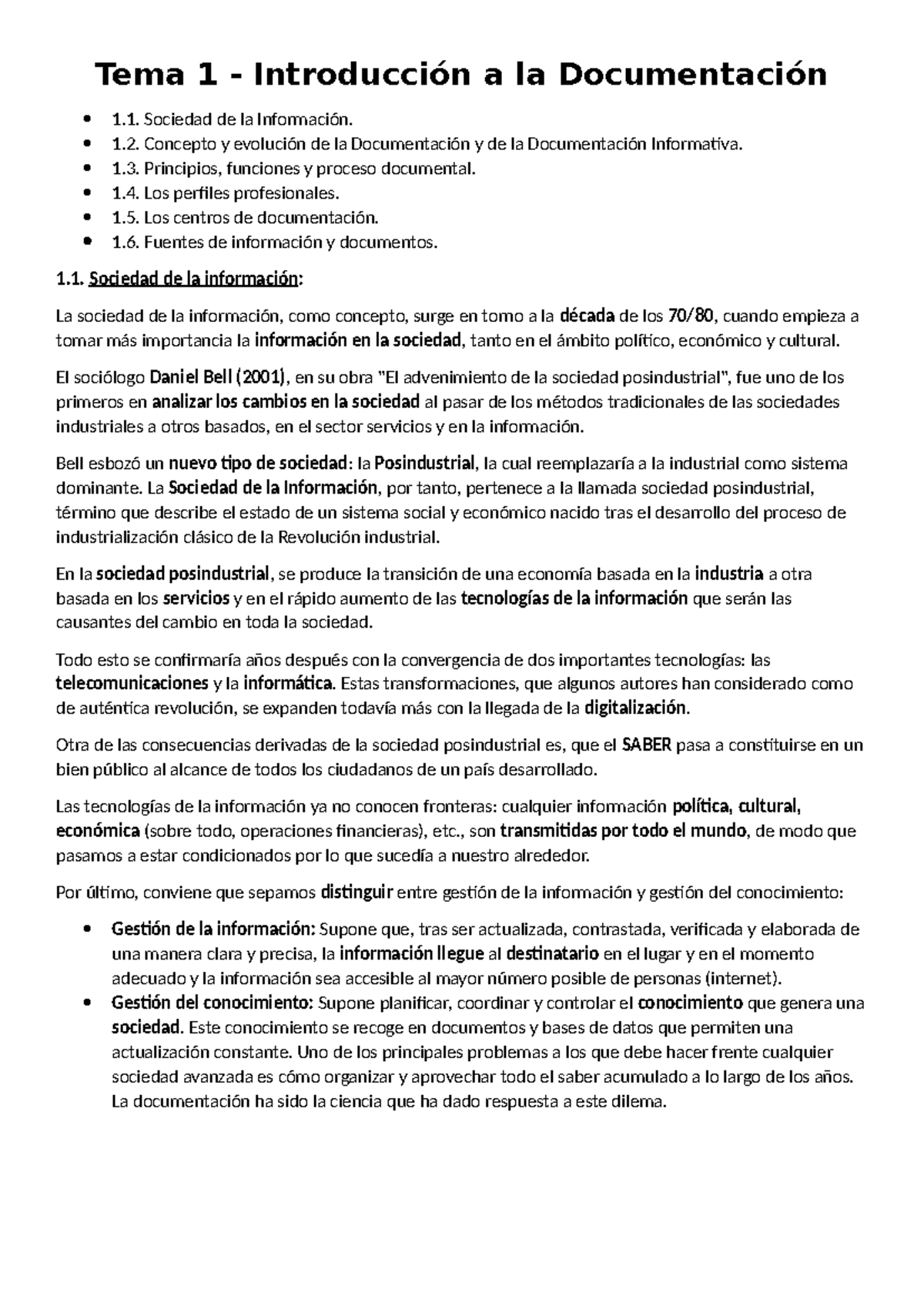 TEMA 1 - Introducción a la Documentación - Tema 1 - Introducción a la Documentación 1. Sociedad ...