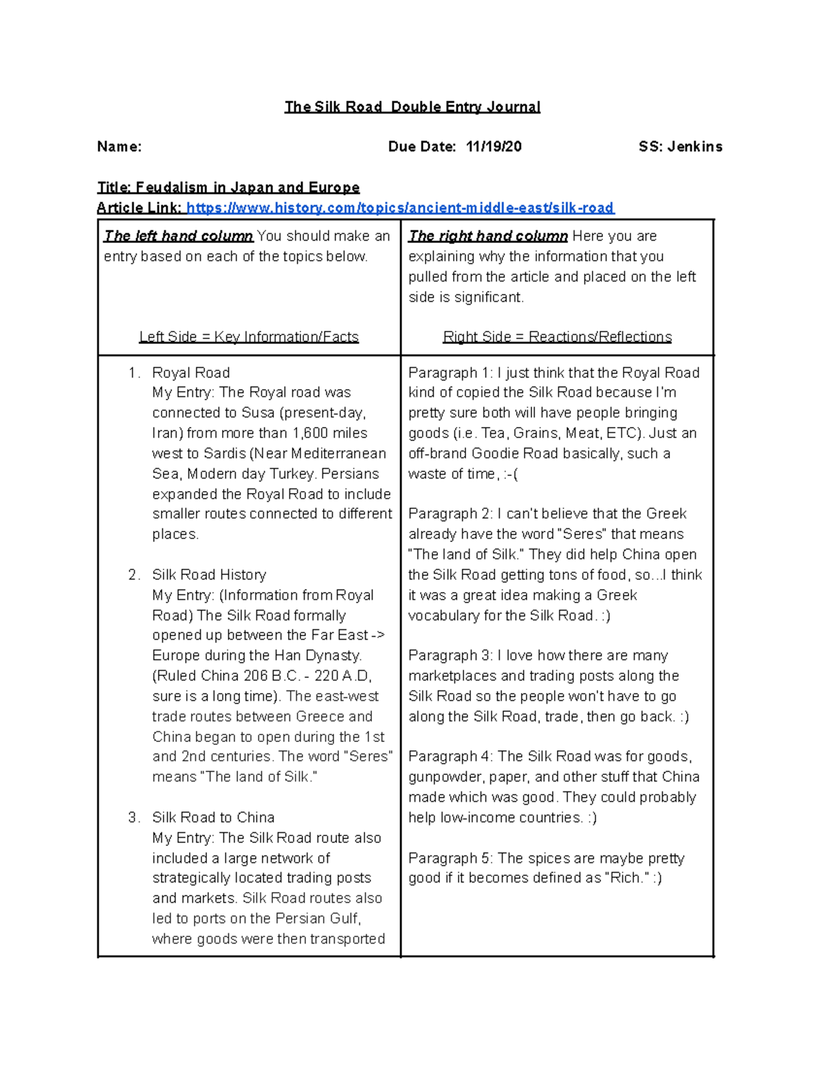 Christian Singleton - The Silk Road Double Entry Journal Template - The ...
