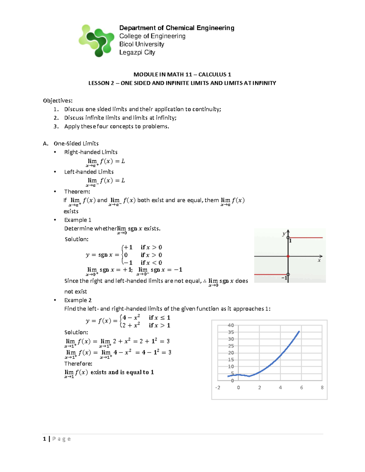 Lesson 2 - One Sided and Infinite Limits and Limits at Infinity ...