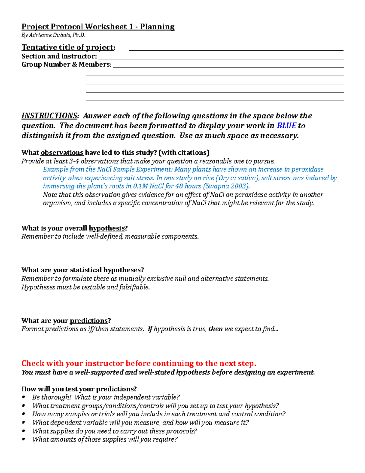 151F18 enzyme protocol worksheet 1 - Project Protocol Worksheet 1 ...