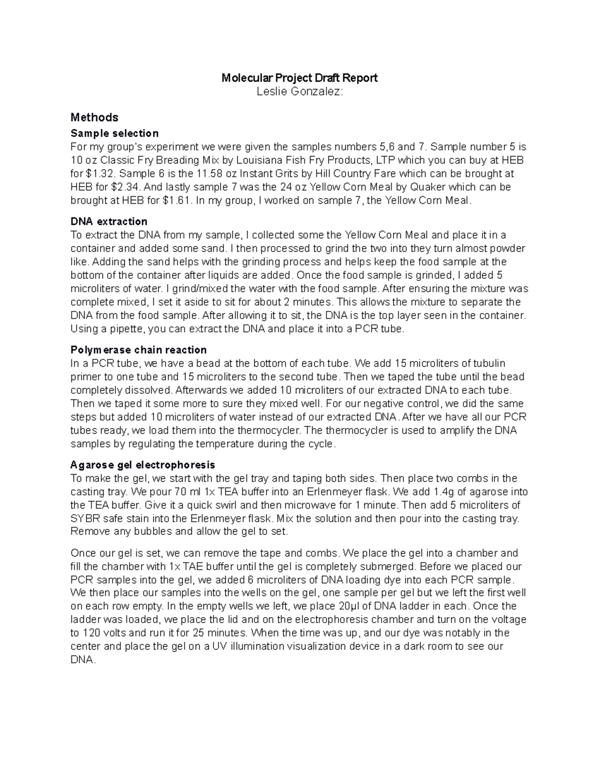 Molecular Project Draft Report Template - Molecular Project Draft ...