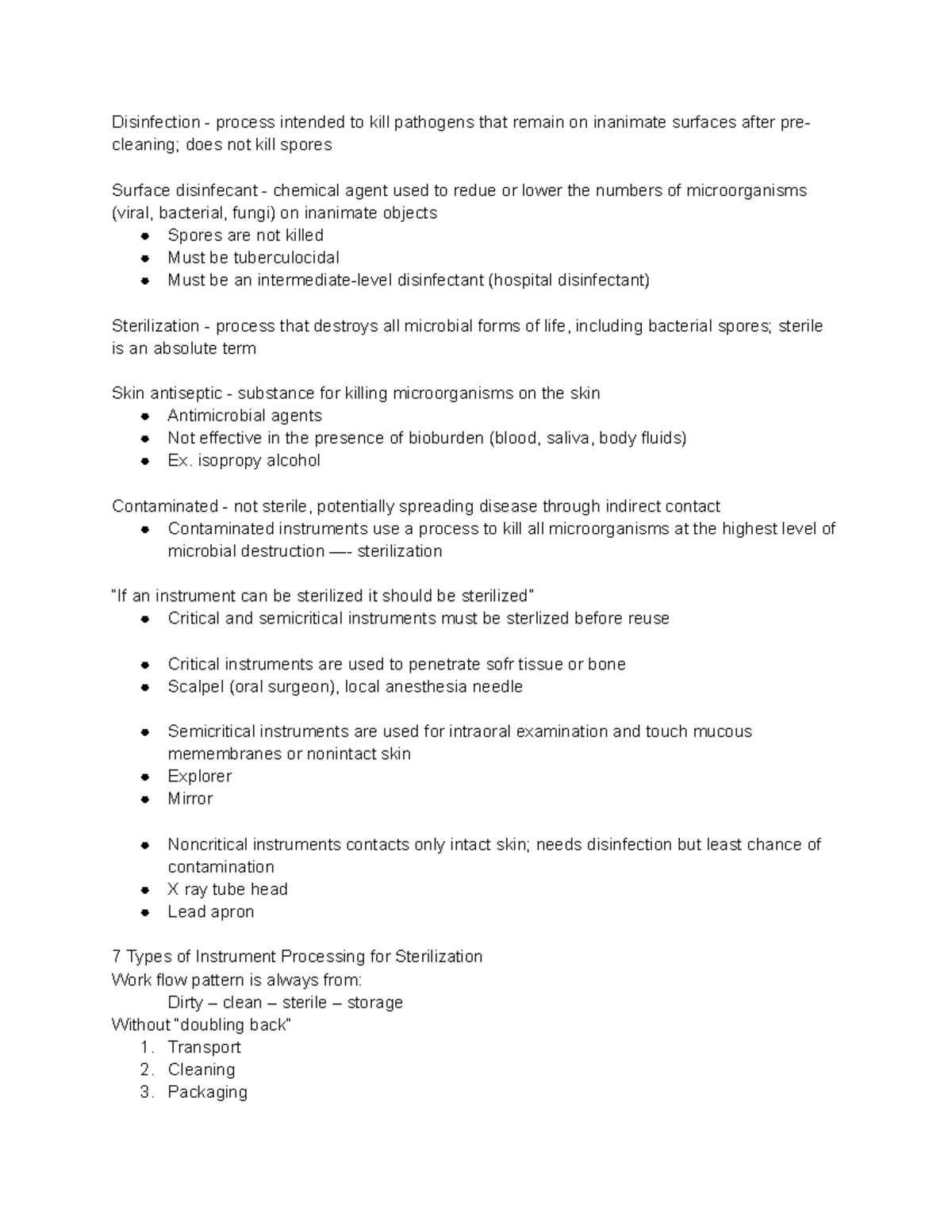 Sterilization - Intro to Dental Hygiene ll lecture notes ...