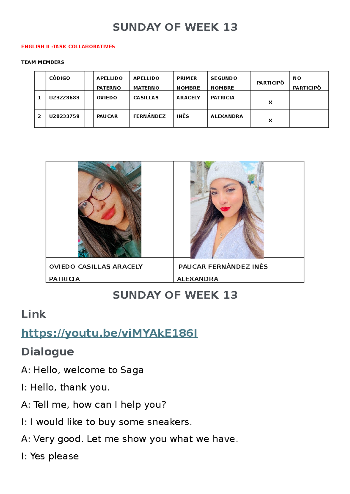 Sunday OF WEEK 13 - ,l,kkmmmm - SUNDAY OF WEEK 13 ENGLISH II -TASK ...