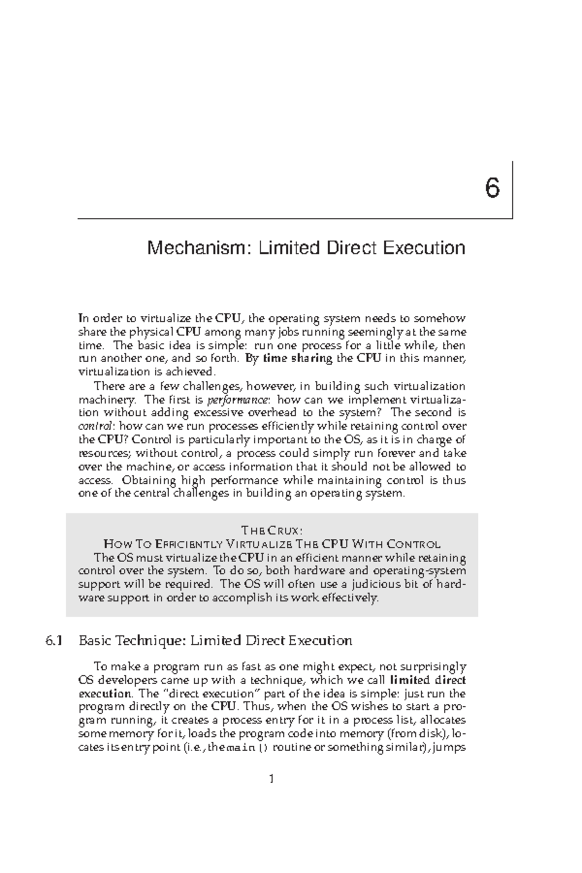 Cpu-mechanisms - Operating Systems - 6 Mechanism: Limited Direct Execution In order to ...