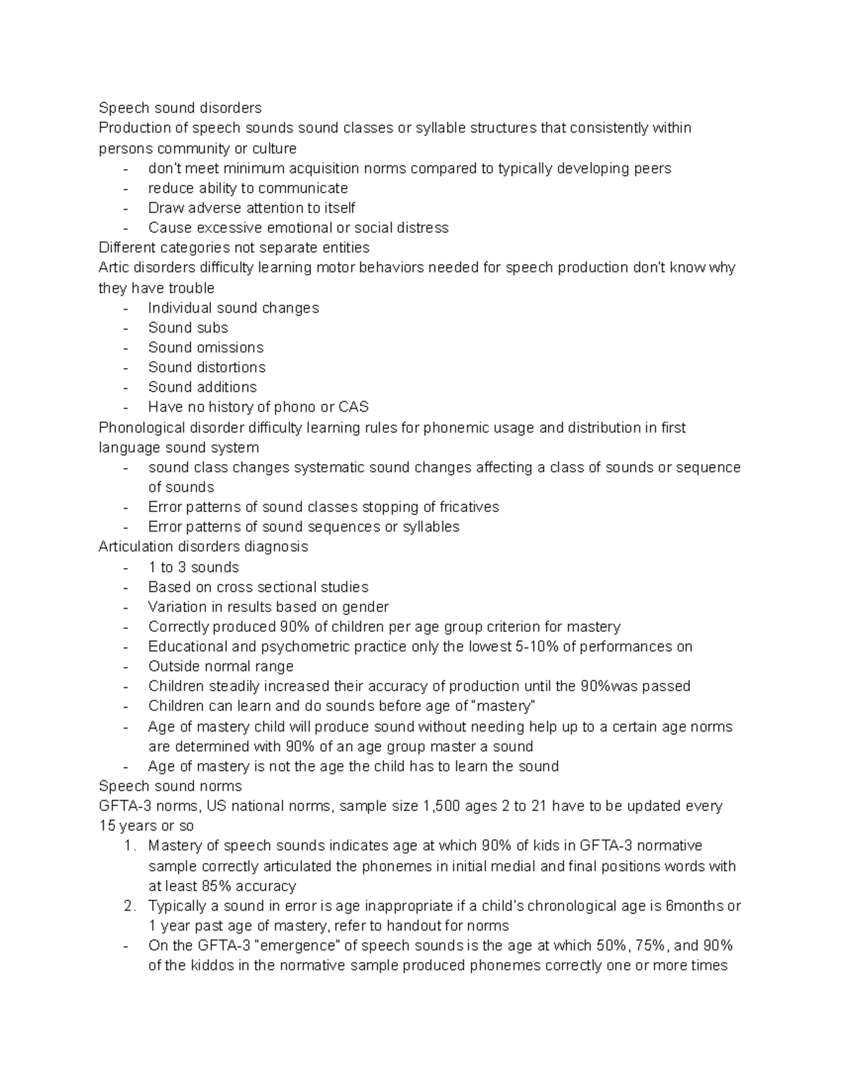 Speech sound disorders - Speech sound disorders Production of speech ...
