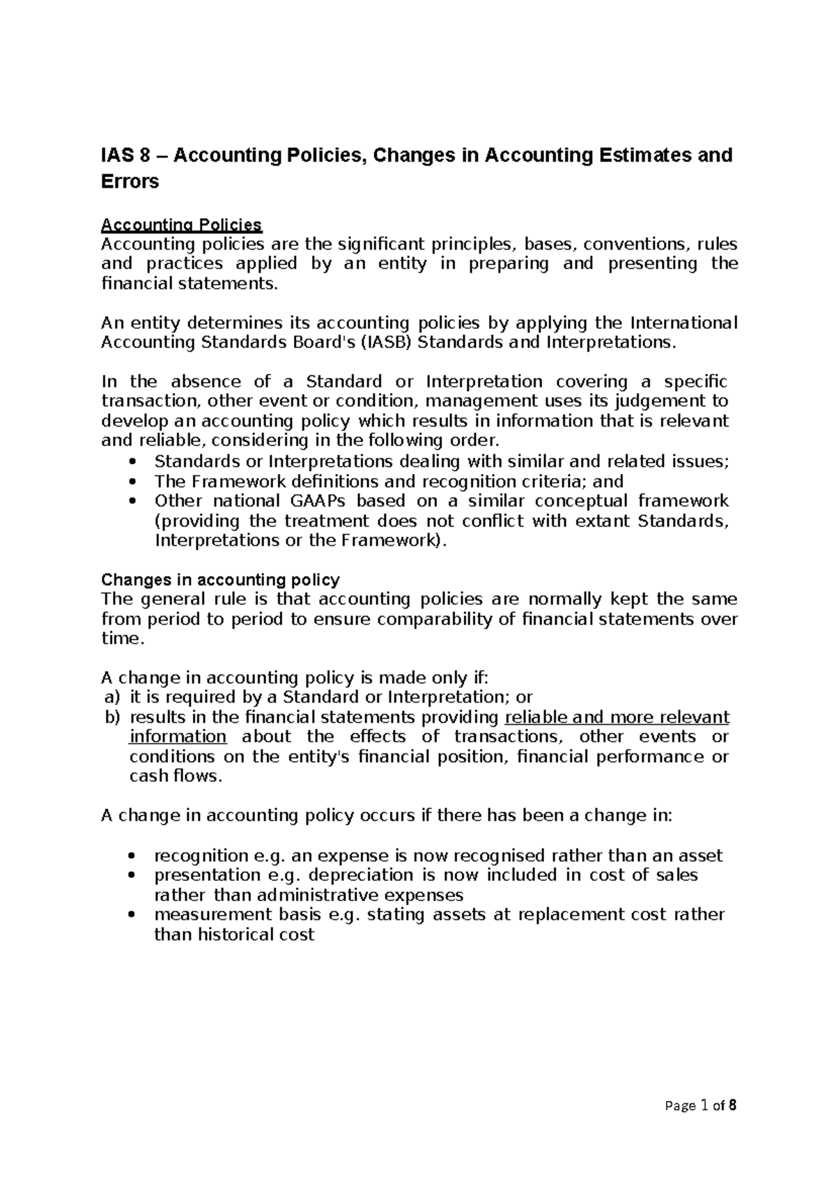 Ch.3 Section (Accounting policies) - IAS 8 – Accounting Policies ...